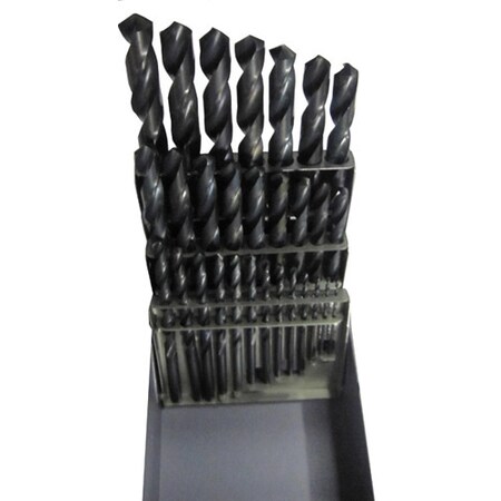 Drill America 29 Piece HSS Black Oxide Jobber Length Drill Bit Set, D/AN, 1/16" - 1/2" X 3/8 ...